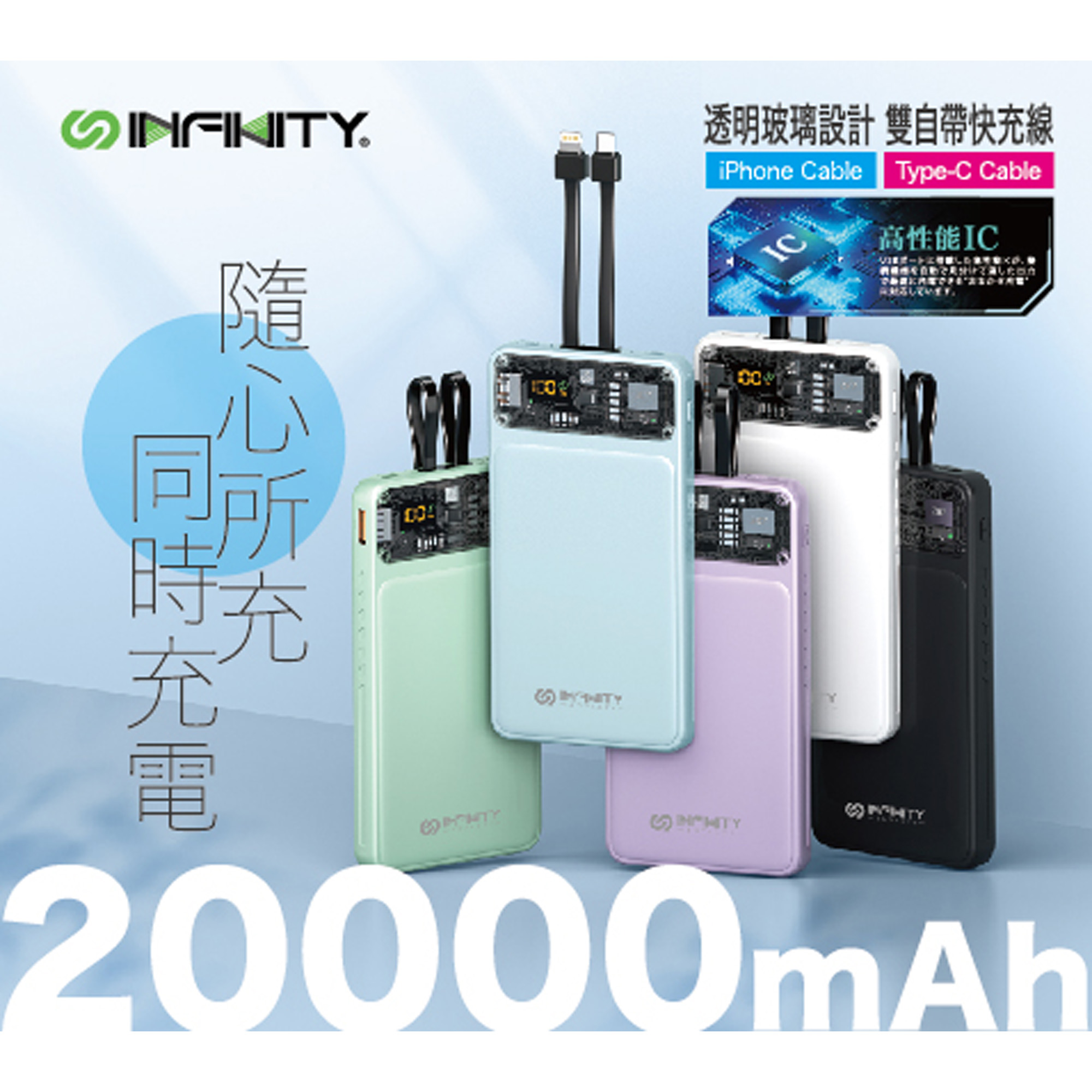 Infinity TN20 20W PD3.0 20000mAh Power Bank with built-in Type-C and ...