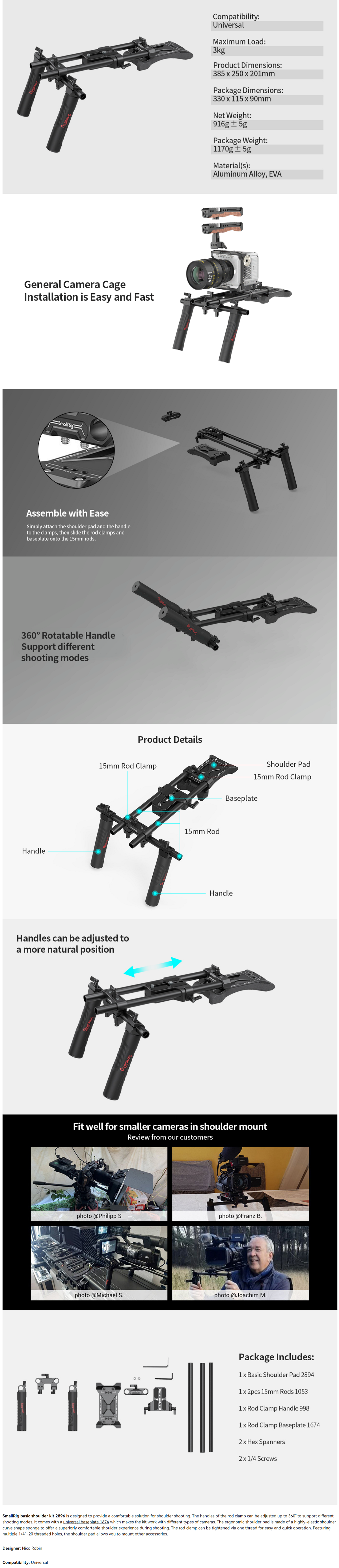 SmallRig SmallRig Basic Shoulder Kit 2896 | FORTRESS