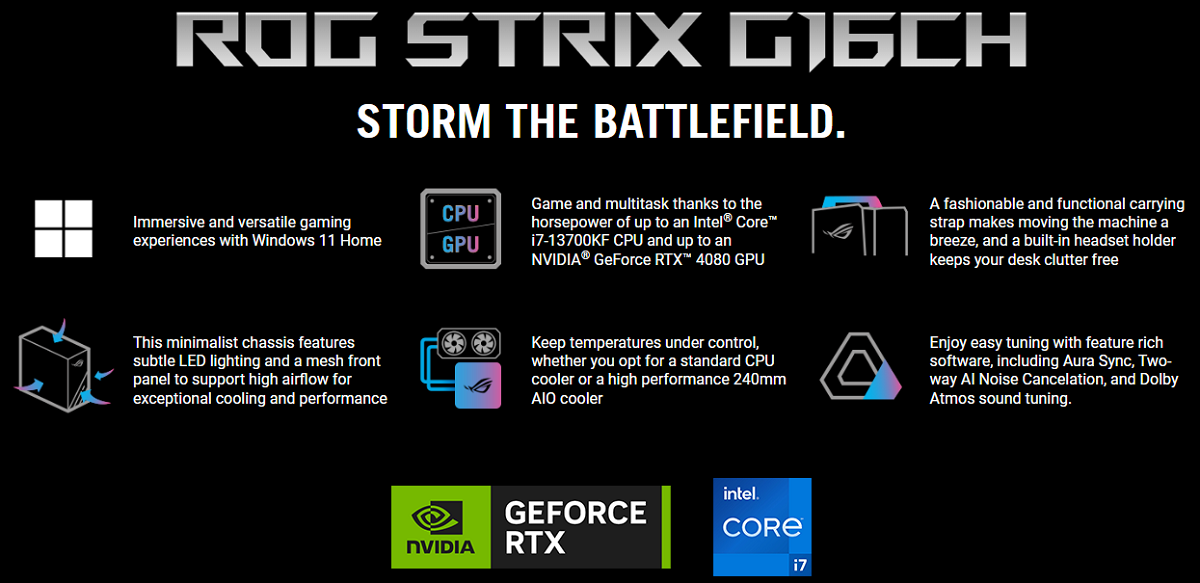 ASUS ROG Strix G16CH-1370KF131W RTX4080 Gaming Desktop Computer | FORTRESS